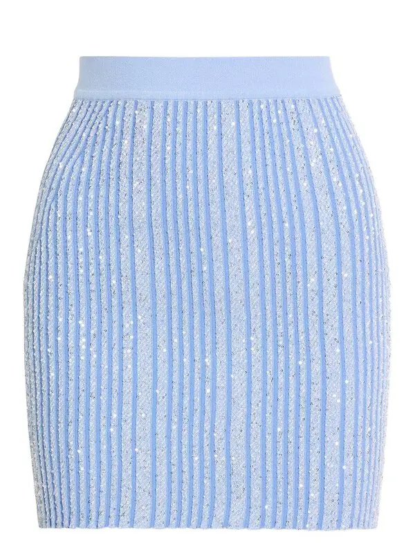 Missoni Sequin-embellished Ribbed-knit Mini Skirt - Light Blue