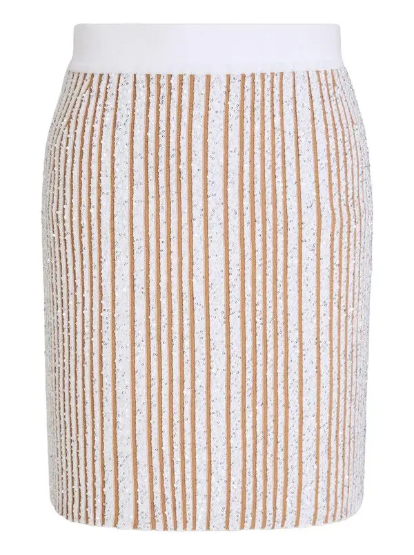 Missoni Sequin-embellished Ribbed-knit Mini Skirt - Off-white