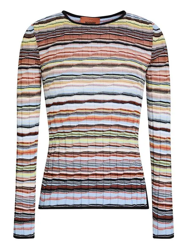 Missoni Ribbed Striped Cotton-blend Sweater - Light Blue
