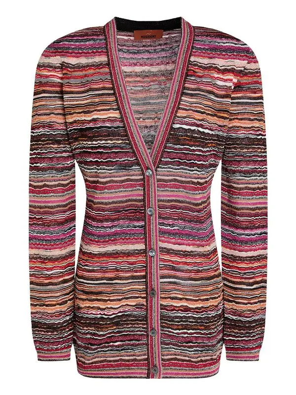 Missoni Metallic Crochet-knit Cardigan - Magenta