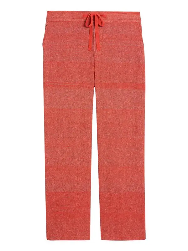 THE ELDER STATESMAN Blanket Striped Intarsia Cashmere Drawstring Pants - Orange