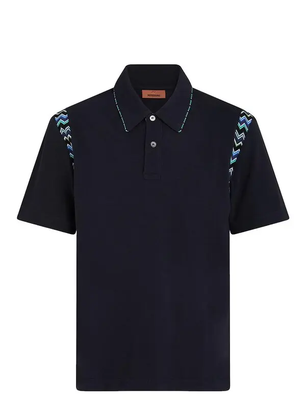 Missoni Crochettrimmed Cottonpiqué Polo Shirt - Midnight Blue