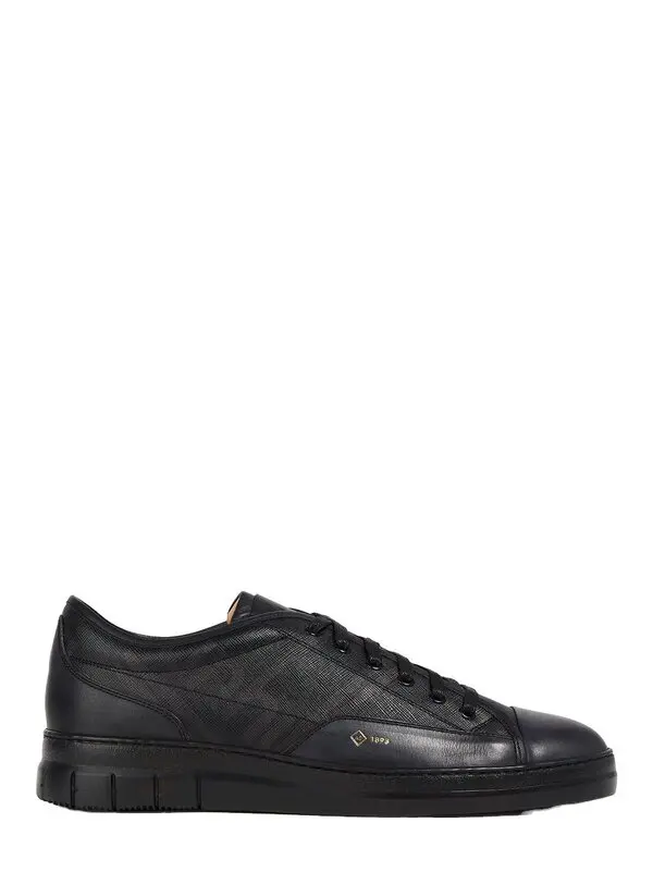 Dunhill Coated Canvas And Leather Sneakers - Black