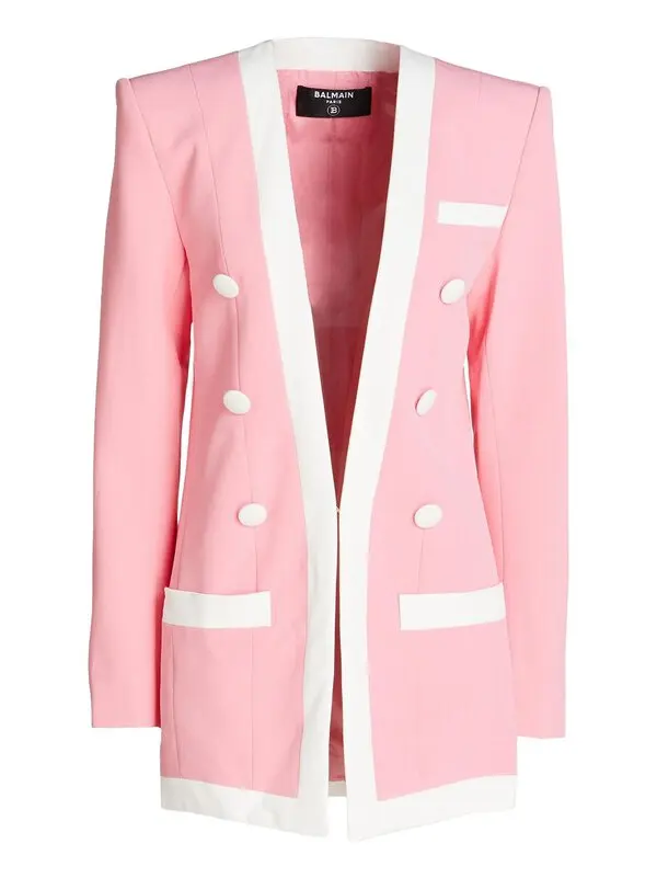 Balmain Two-tone Crepe Blazer - Baby Pink
