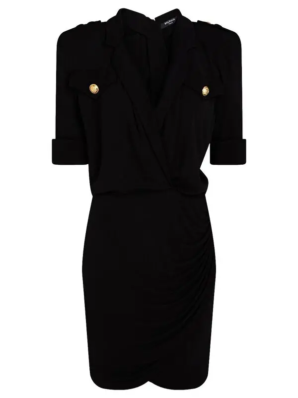 Balmain Embellished Stretch-crepe Mini Dress - Black