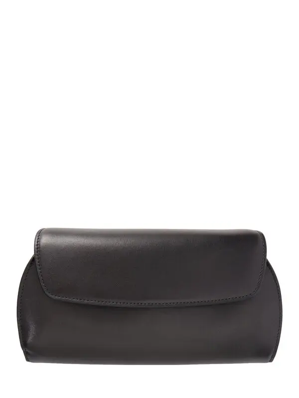 THE ROW Curved Leather Clutch - Black