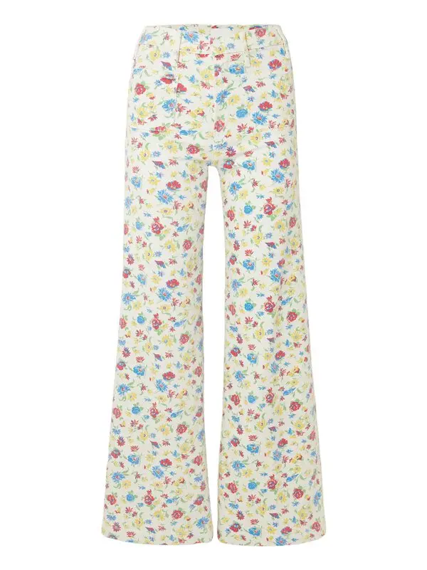 MOTHER Hustler Roller Patch Pocket Floral-print High-rise Bootcut Jeans - Multi