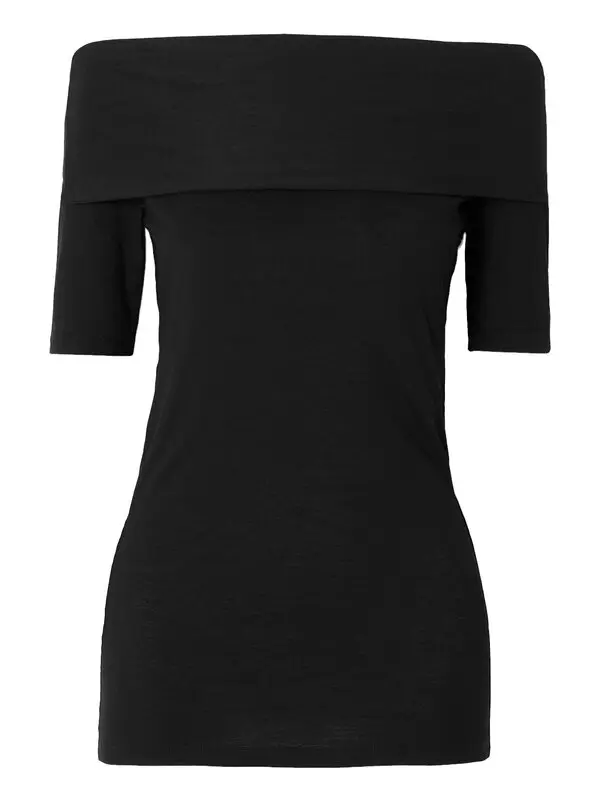 LEMAIRE Off-the-shoulder Stretch Organic Cotton-jersey Top - Black