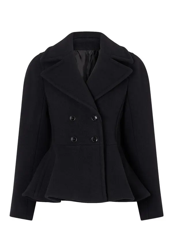 Alaïa Double-breasted Wool-blend Peplum Coat - Blue