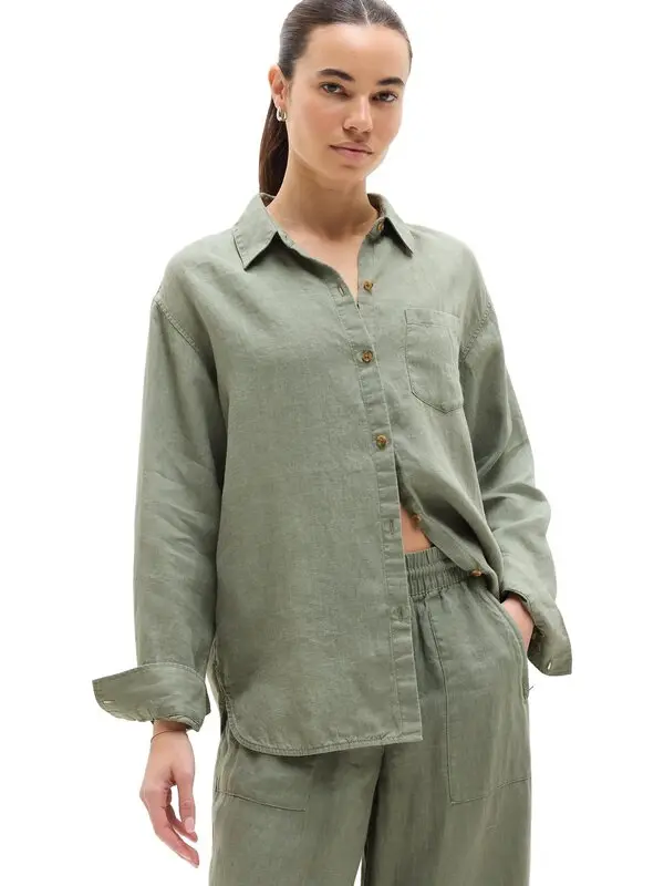 Athleta Retreat Linen Shirt - Cacti