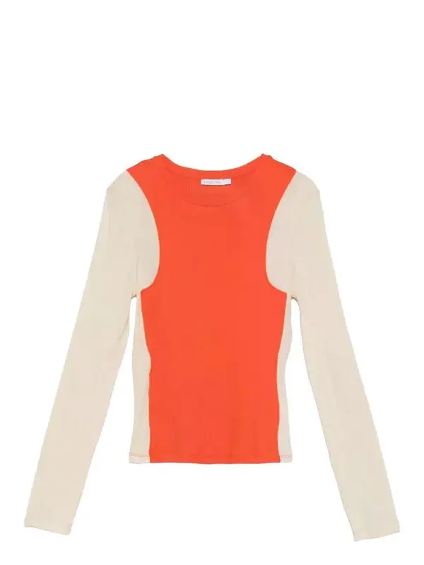 Patrizia Pepe Ribbed Colorblock T-shirt - Orange