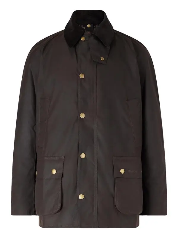 Barbour Ashby Corduroy-trimmed Waxed-cotton Jacket - Brown