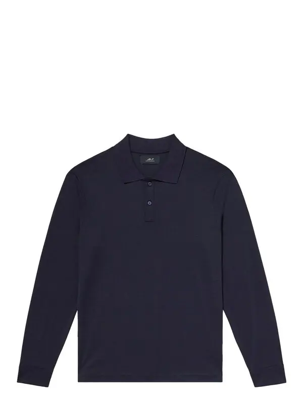 Mr P. Silk And Cotton-blend Polo Shirt - Blue