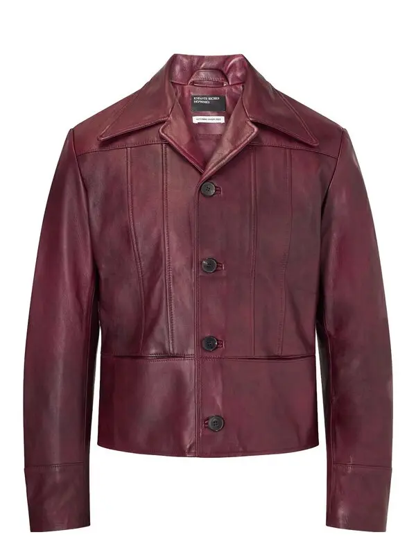 Enfants Riches Déprimés Nick Slim-fit Cropped Leather Jacket - Burgundy
