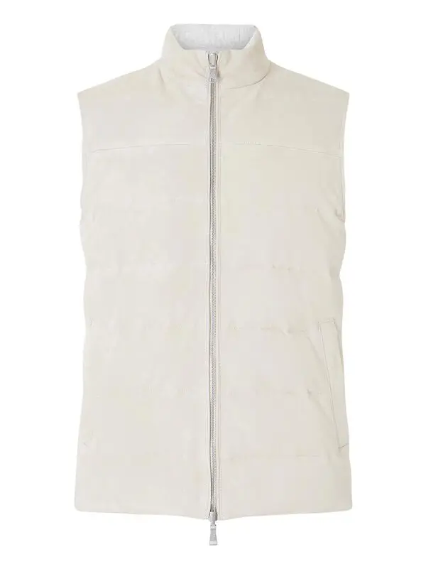 Eleventy Reversible Suede Quilted Down Gilet - Neutrals
