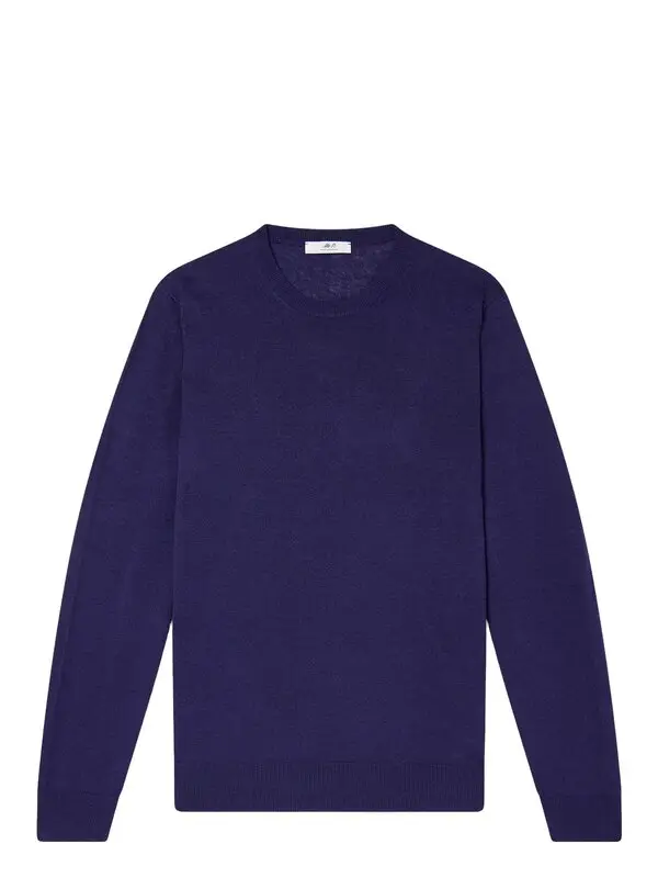 Mr P. Linen And Cotton-blend Sweater - Blue
