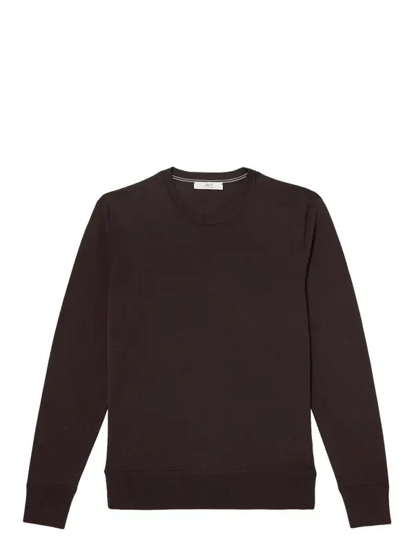 Mr P. Merino Wool Crew Neck Sweater - Brown