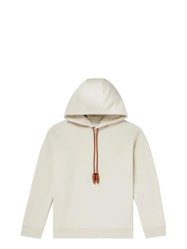 Loewe Logo-embroidered Cotton-jersey Hoodie - Neutrals