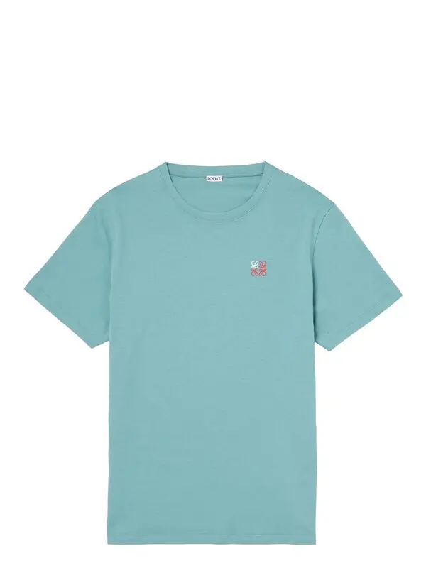 Loewe Slim-fit Logo-embroidered Cotton-jersey T-shirt - Blue