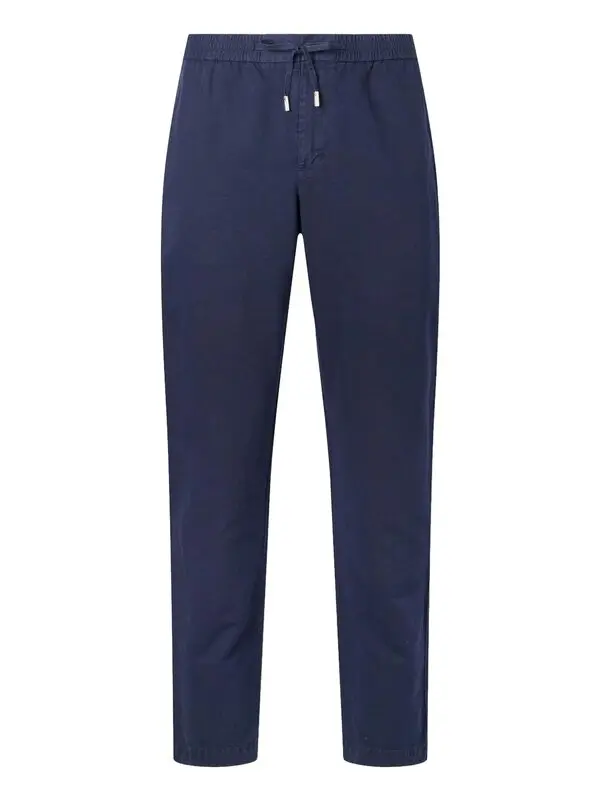 Mr P. Straight-leg Cotton And Linen-blend Twill Trousers - Blue
