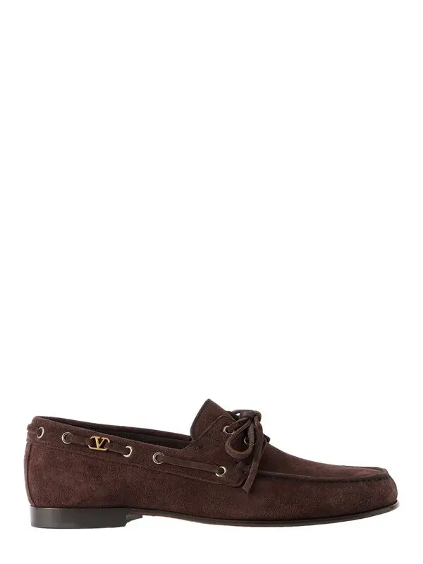 Valentino Garavani Vlogo Suede Loafers - Brown