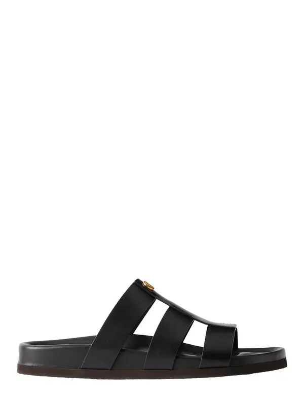 Valentino Garavani Studshield Leather Sandals - Black