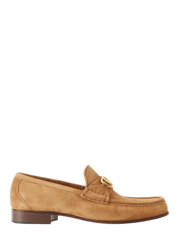 Valentino Garavani Logo-embellished Suede Loafers - Brown