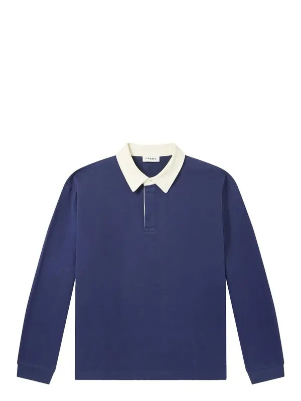 FRAME Cotton-jersey Polo Shirt - Blue
