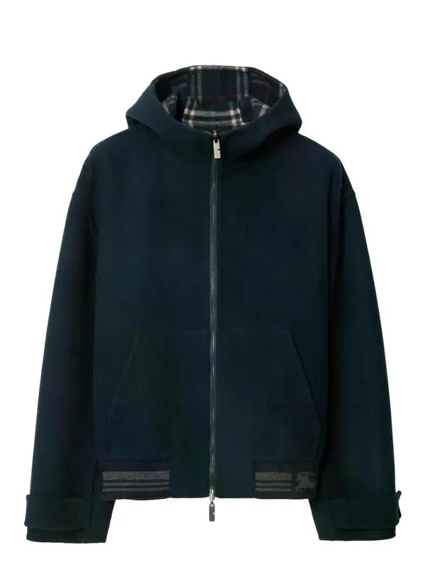 Burberry Reversible Hooded Wool Jacket - Blue