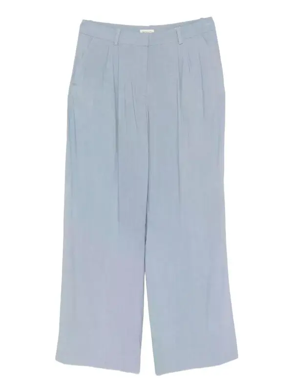 Gant Pleated Concealed-fastening Trousers - Blue