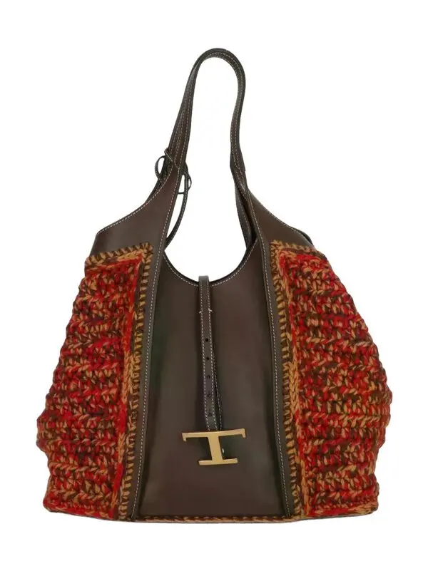 TOD'S Leather-panel Tote - Brown