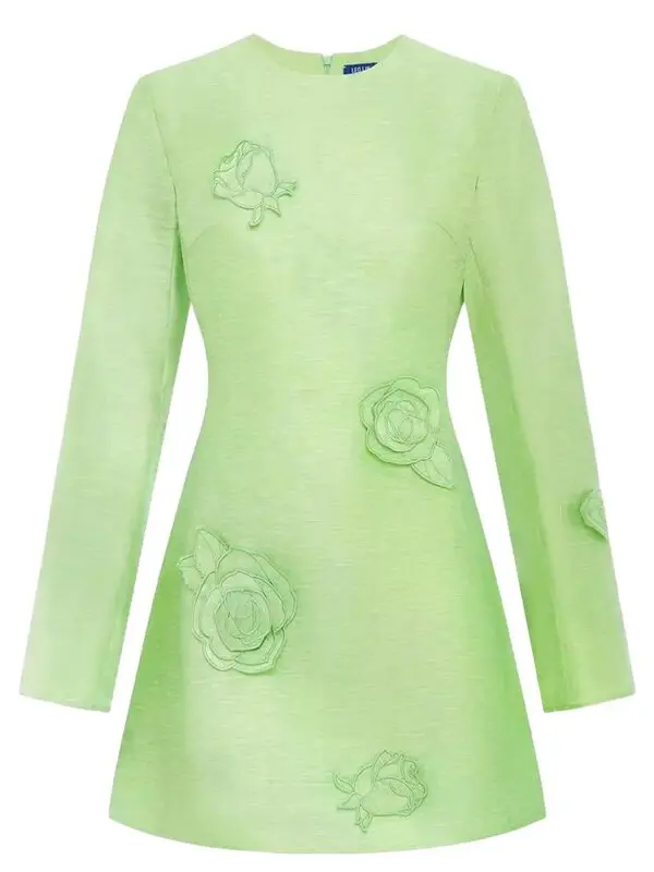 LEO LIN Suzanne Appliqué Mini Dress - Green