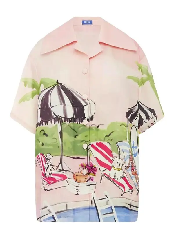 LEO LIN Casey Printed Shirt - Pink