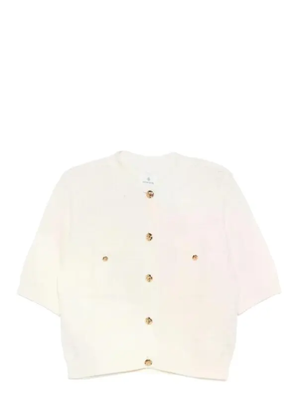 ANINE BING Christa Short-sleeve Cardigan - Neutrals