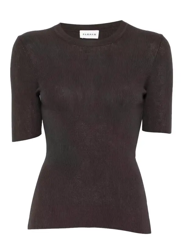 P.a.r.o.s.h Short-sleeve Crewneck Sweater - Brown