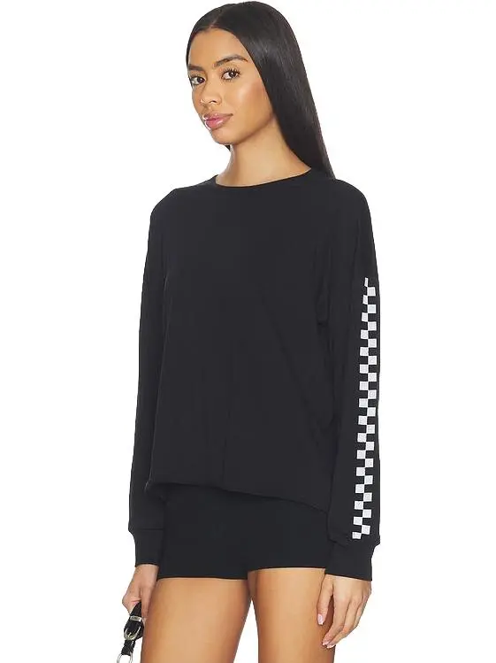 Michael Lauren Keegan Long Sleeve Drop Shoulder Crop Tee - Black