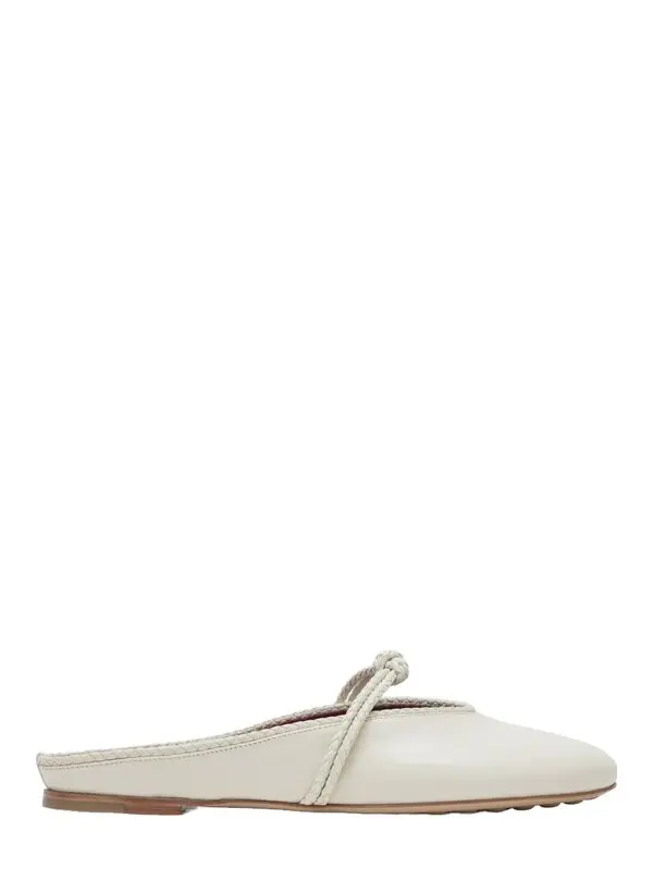 Bottega Veneta Leather Mules With Woven Trim - White