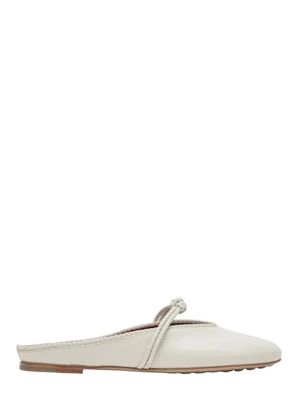 Bottega Veneta Leather Mules With Braided Trim - White