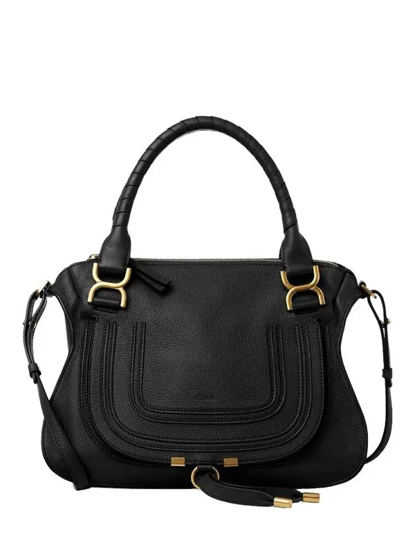 Chloé Marcie Bag In Grained Leather - Black