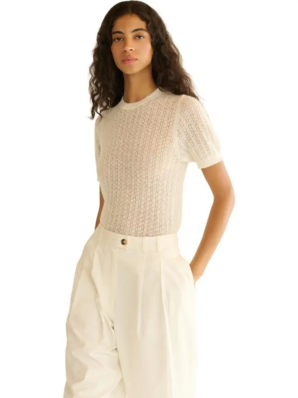 DÔEN Monica Pointelle Sweater - Ivory