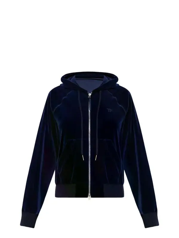 TOM FORD Hooded Zip Knitwear - Blue