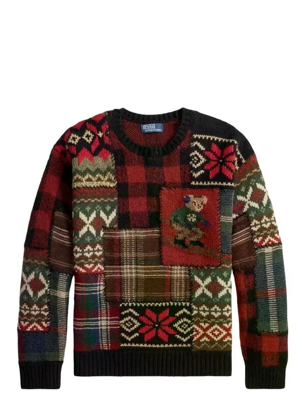 Polo Ralph Lauren Patchwork Graphic Sweater - Red