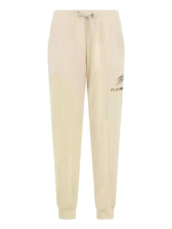 PLEIN SPORT Ribbed Drawstring Trousers - Neutrals