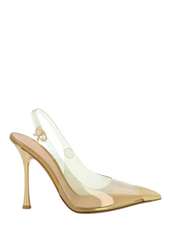 GIANVITO ROSSI Metallic Golden Slingback Pumps - White