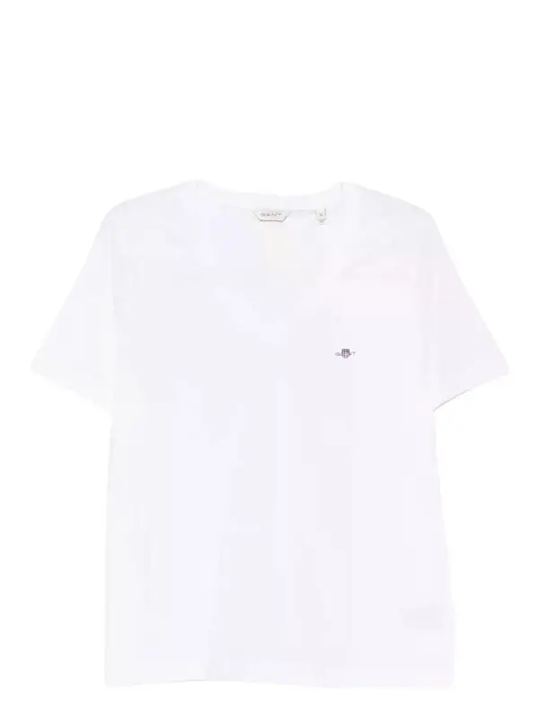 Gant V-neck Logo T-shirt - White