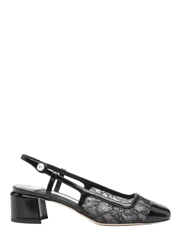 JIMMY CHOO Lace-detail Block-heel Pumps - Black