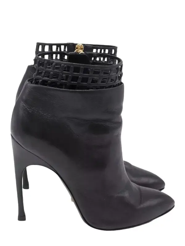 SERGIO ROSSI Lattice Cut-out Accent Ankle Boots - Black