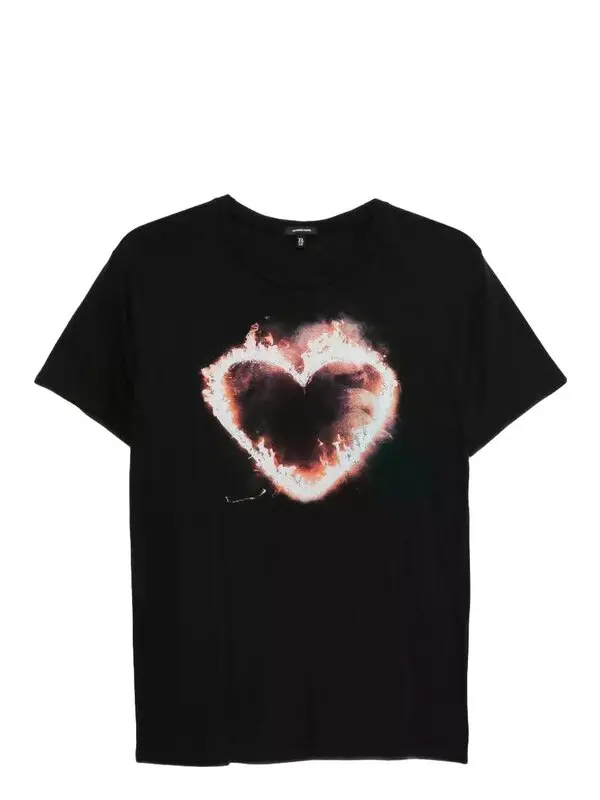 R13 Flaming Heart T-shirt - Black