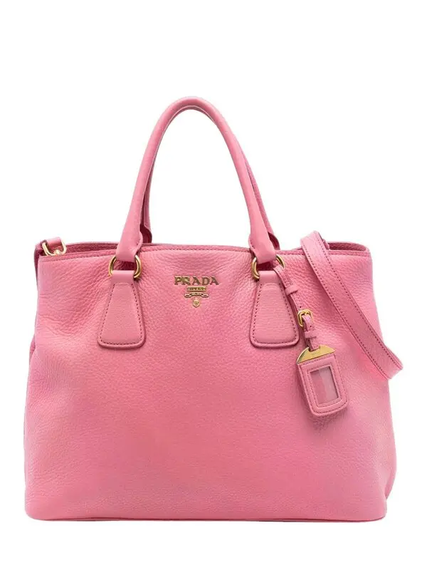 Prada 2010-2025 Vitello Daino Open Convertible Tote Satchel - Pink