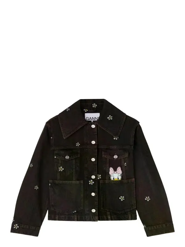 GANNI Floral-appliqué Jacket - Black